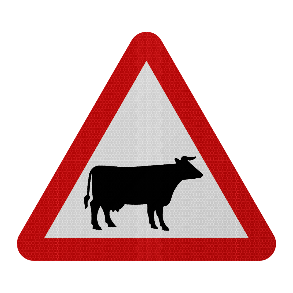 Cows in The Road Traffic Sign | Diagram 548 | RA2 | Post Mountable ...