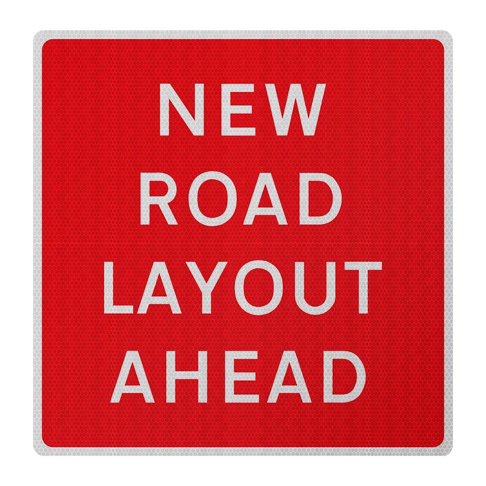 New Road Layout Ahead Road Sign | Diagram 7014b | RA2 | Post Mountable ...