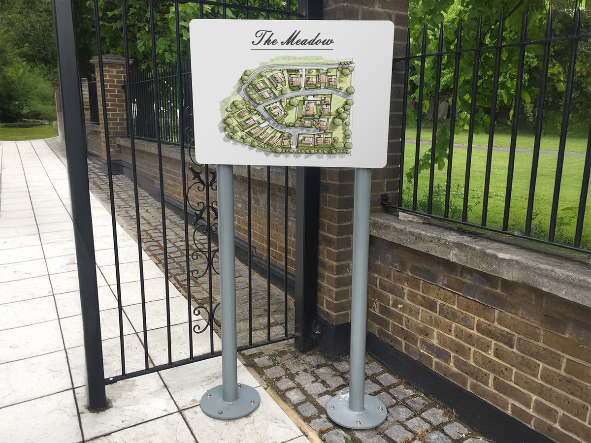 76mm Welded Base Plate Sign Post | Surface mount sign posts | Flange ...